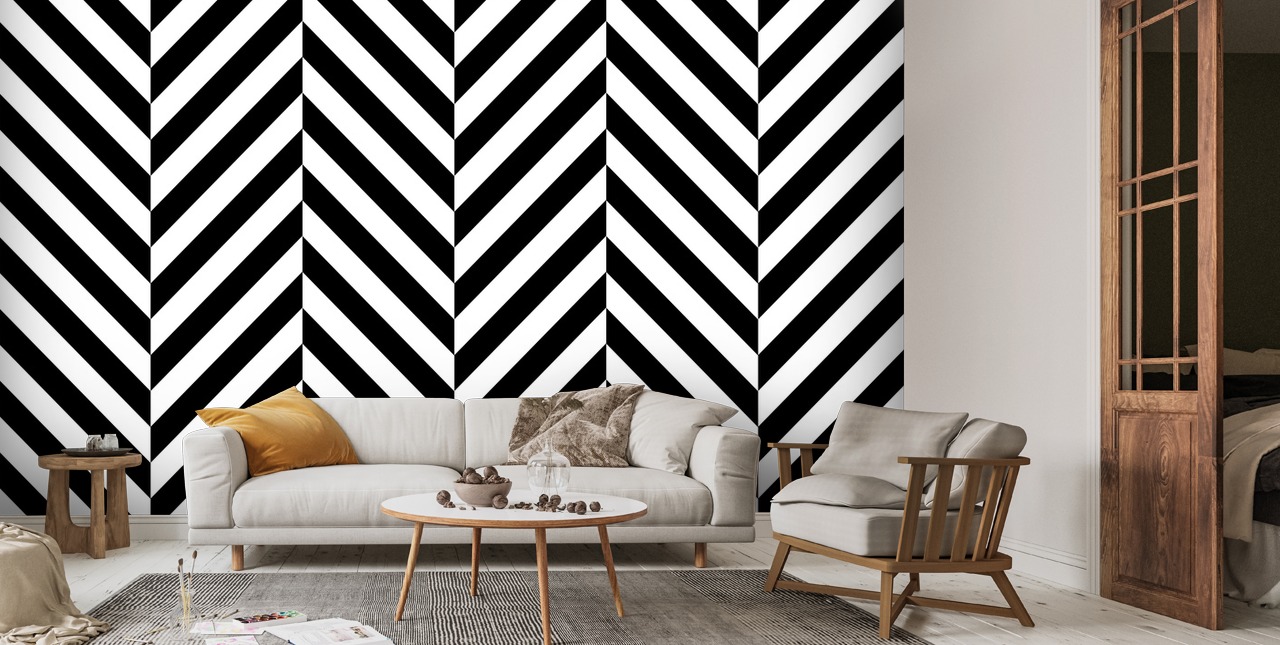 Svartvitt fiskben tapetväggmålning | Wallsauce SE