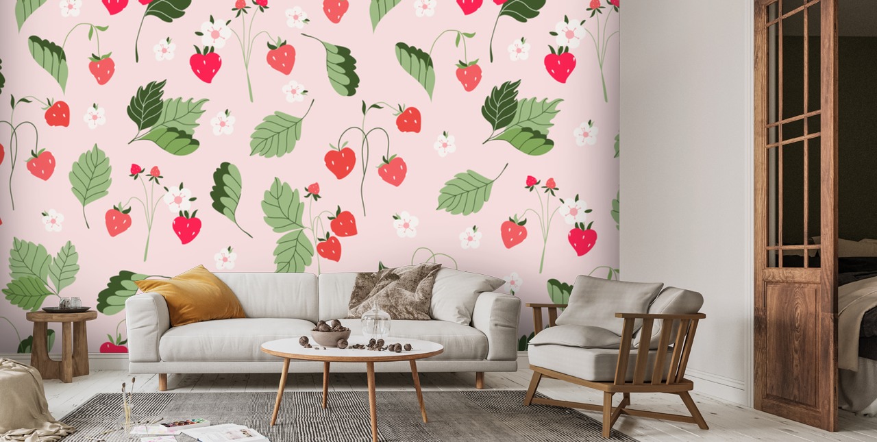 Wild Strawberries Wallpaper Mural | Wallsauce US