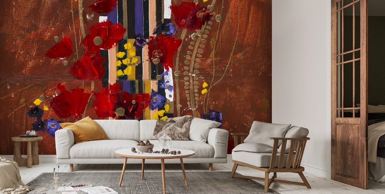 Colourful Abstract Painting 2 Wall Mural | Wallsauce UK