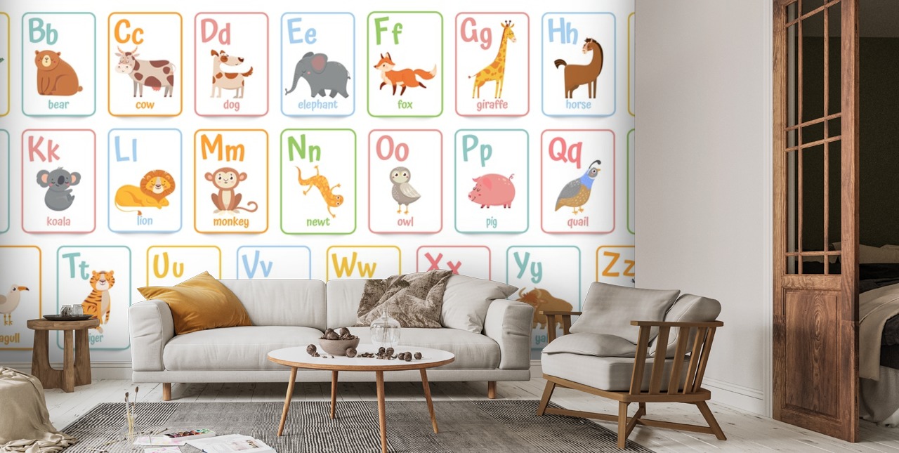 Alphabet cards for kids. Educational preschool learning ABC card with ...