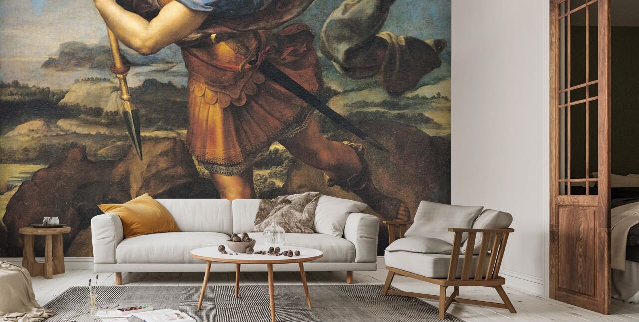 Raphael - St. Michael Overwhelming Demon Mural | Wallsauce CA
