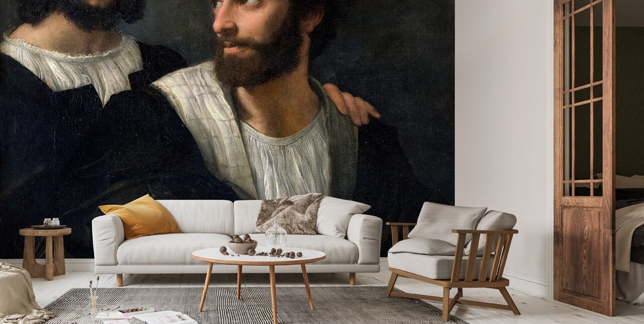 Raphael - Self Portrait with Friend Wall Mural | Wallsauce UK