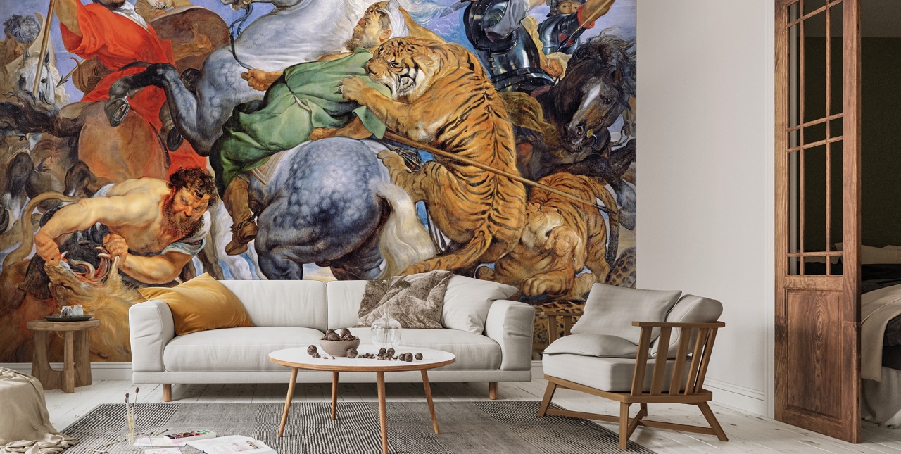 Rubens - The Tiger Hunt Wall Mural | Wallsauce NZ