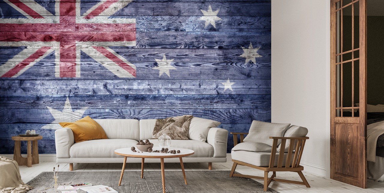 Australian Flag on Wood Wallpaper | Wallsauce US