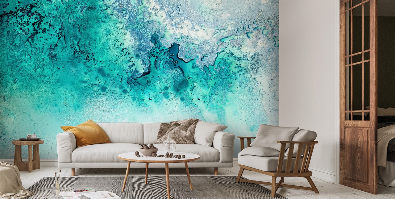 Turquoise Whispering Wall Mural | Wallsauce UK