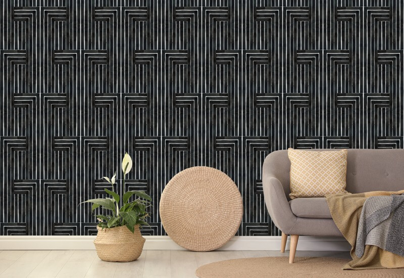 Chiseled - Black Wallpaper | Wallsauce UK