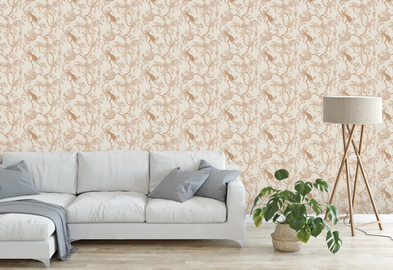 Floral Bird Toile - Cream Wallpaper | Wallsauce UK