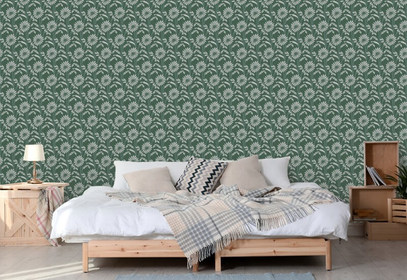 Woodland Bloom - Forest Jade Floral Wallpaper | Wallsauce UK