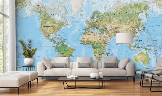 World Map Wallpaper & Wall Murals | Wallsauce UK