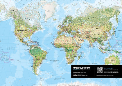 World Wall Map (Environmental) Wall Mural | Wallsauce US