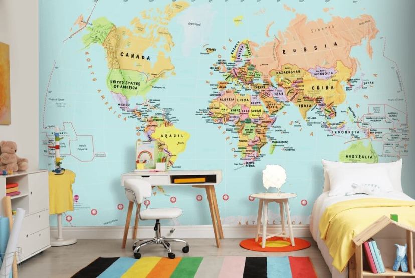 Kids Map Wallpaper & Childrens Map Wall Murals | Wallsauce UK