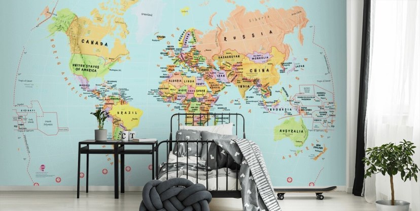 Kids Map Wallpaper & Childrens Map Wall Murals | Wallsauce UK