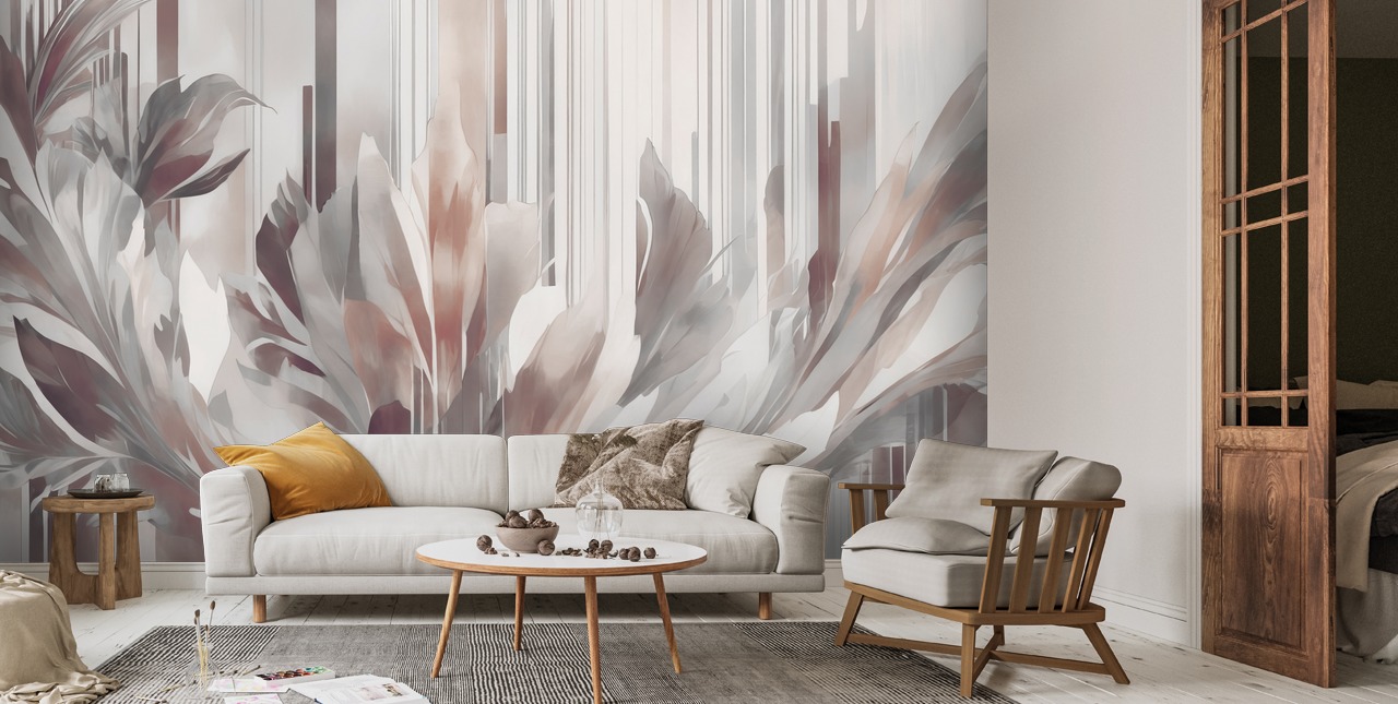 Poetry of Motion Peach Abstract Mural | Wallsauce UK