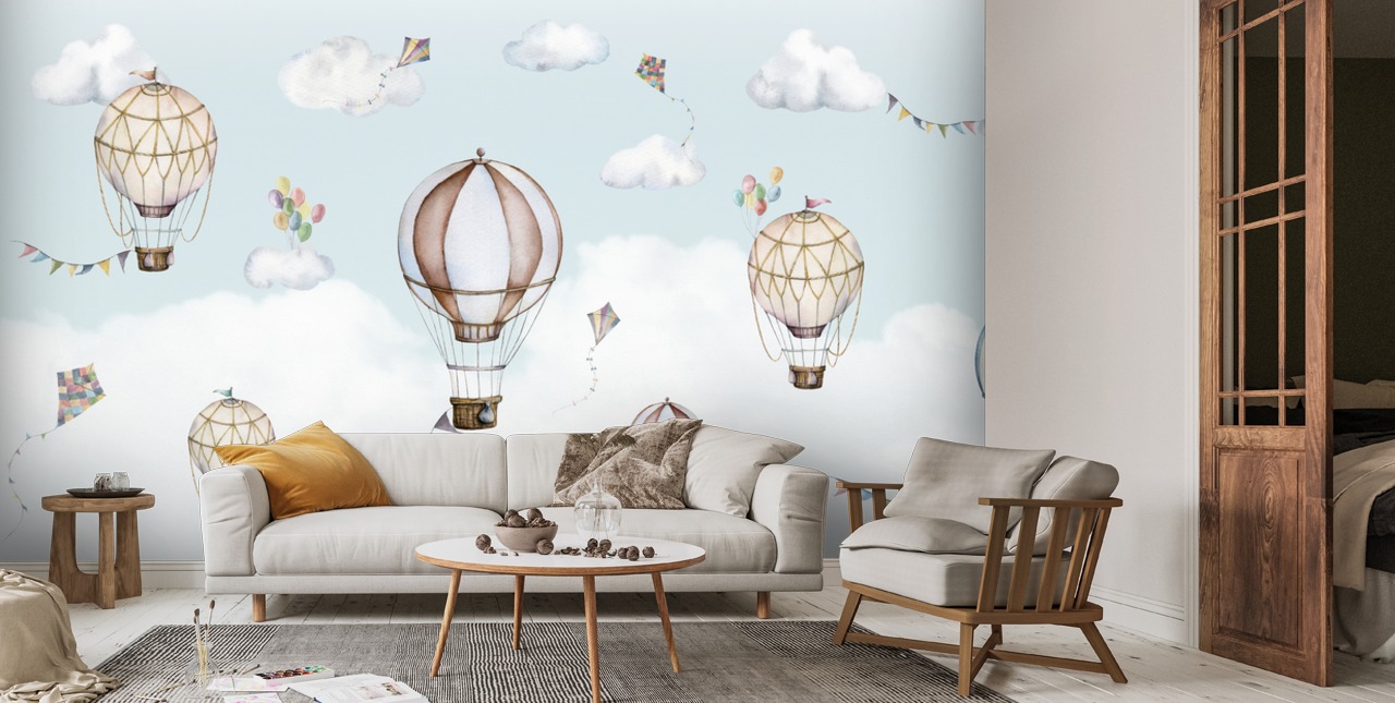 Balloon Bonanza Panorama Wall Mural | Wallsauce UK