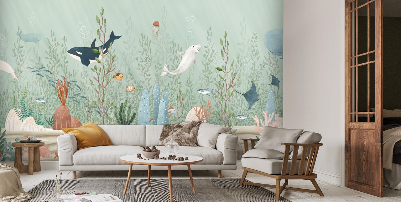 Kelp Forest Panorama Nursery Mural | Wallsauce UK