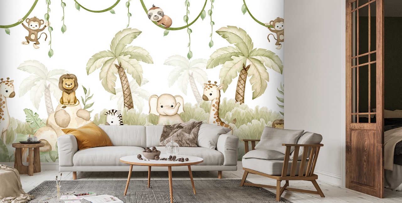 Savannah Joy Panorama Nursery Mural | Wallsauce UK