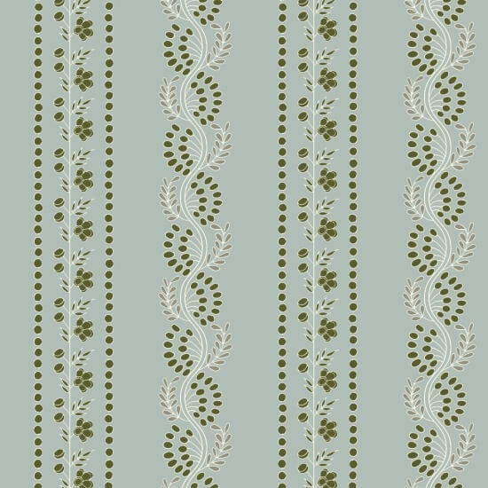 Botanic Stripe - Ash Blue Floral Wallpaper | Wallsauce UK