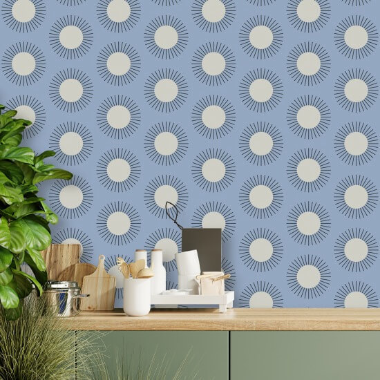 Sunburst - Sky Blue Wallpaper | Wallsauce UK