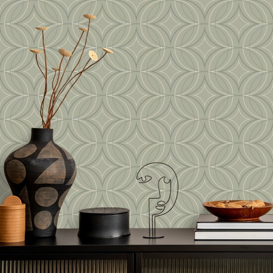 Glint Point - Parchment Sage Wallpaper | Wallsauce UK