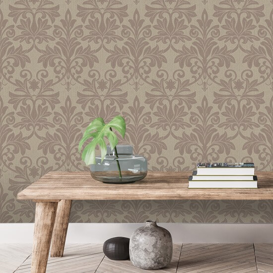 Rococo Relief - Red Clay Wallpaper | Wallsauce UK