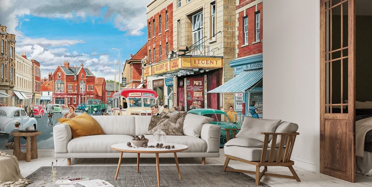 Décoration murale Scène des années 50 Papier peint Scène des années 50 ...