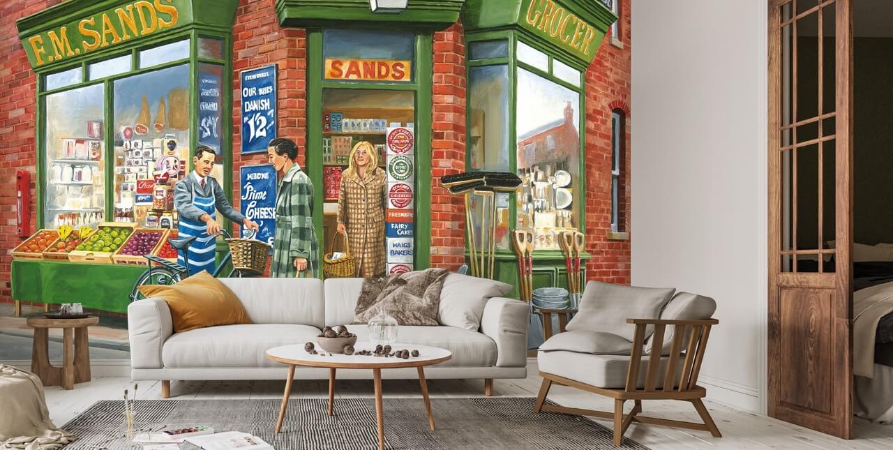The Corner Shop Wallpaper | Wallsauce US