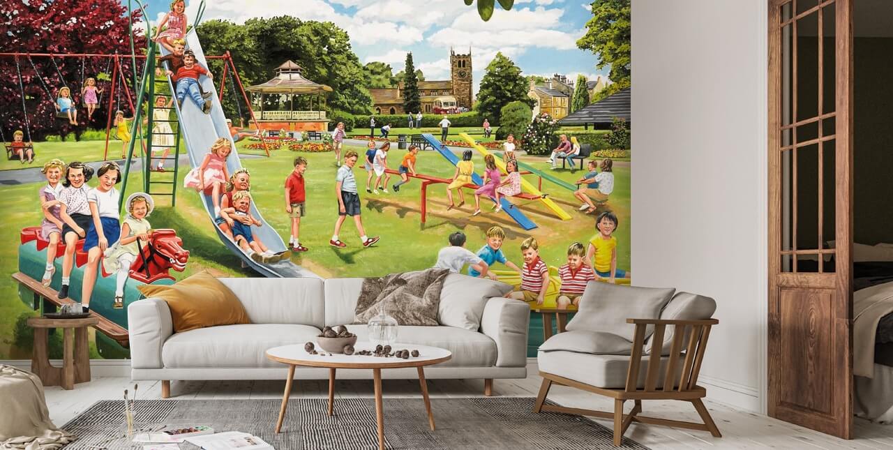 The Park Playground Wall Mural | Wallsauce UK