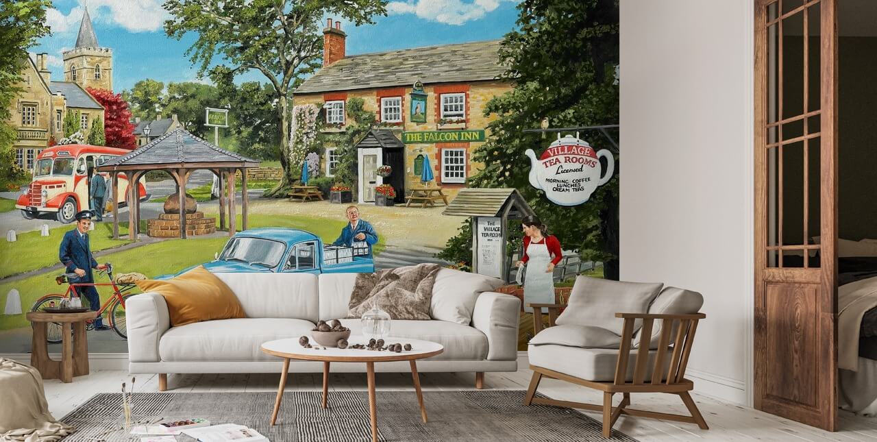 The Village Tea Rooms Wall Mural | Wallsauce UK