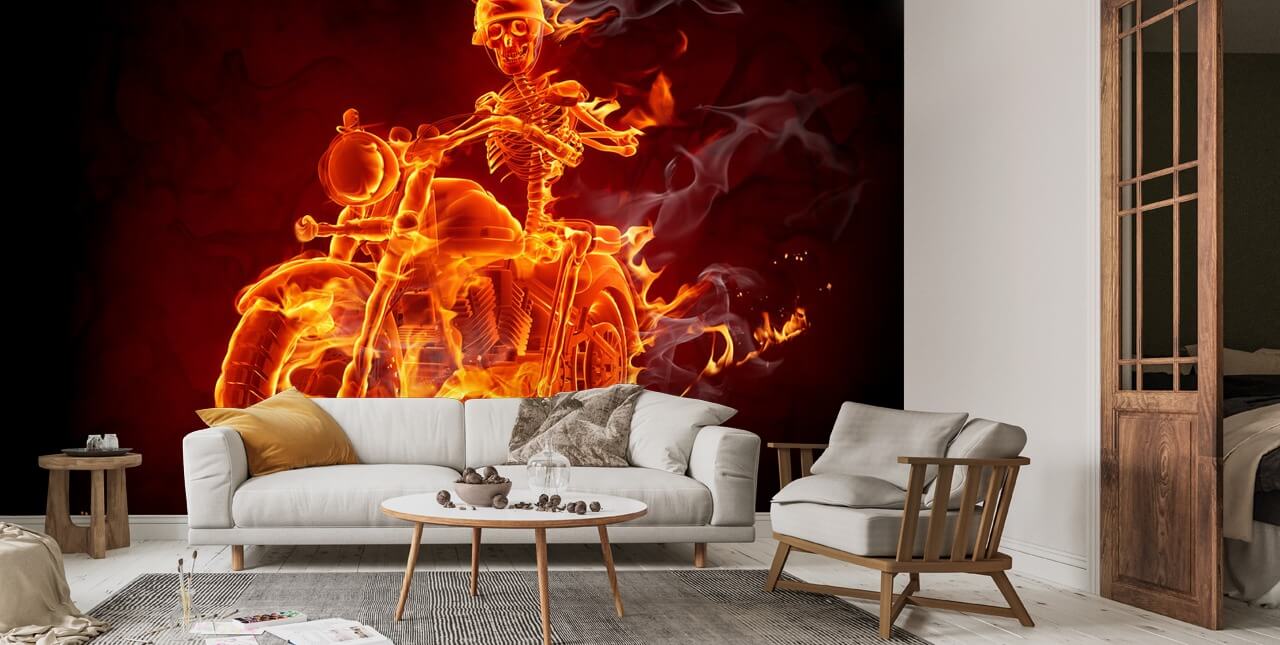 Fire Biker Wallpaper | Wallsauce US