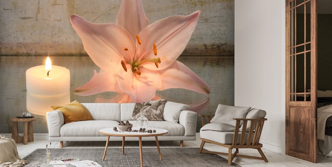 Candle and Lily Wall Mural | Wallsauce UK