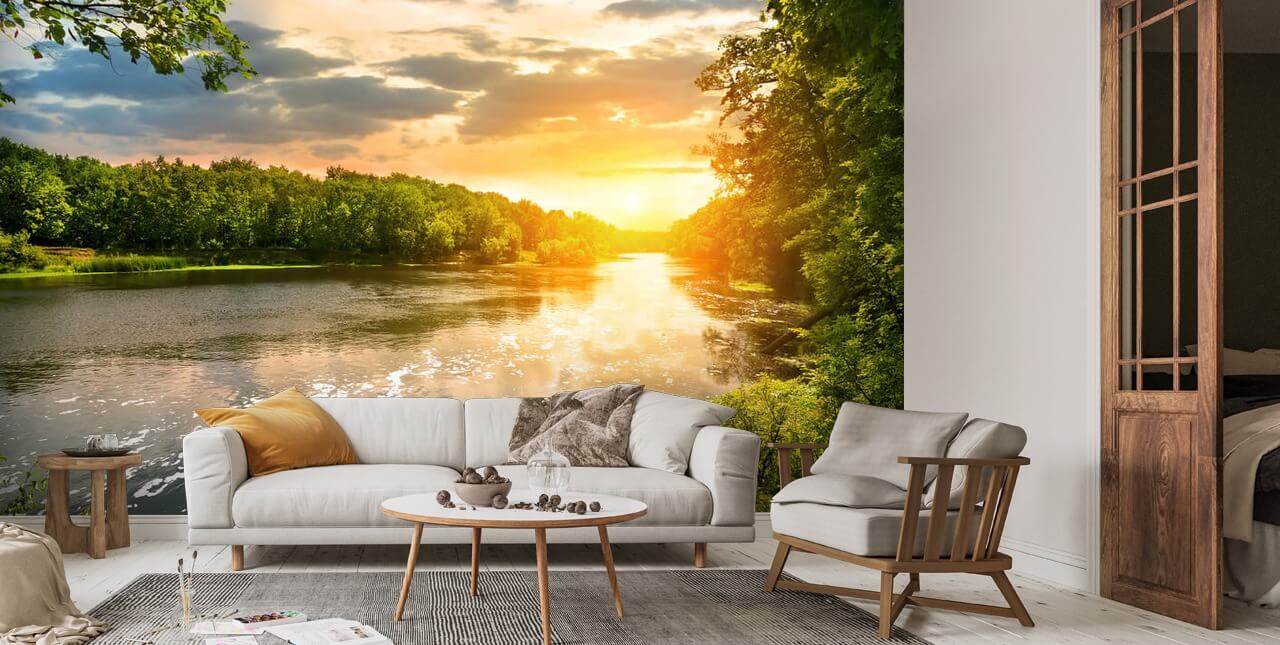 River Sunset Wall Mural | Wallsauce US