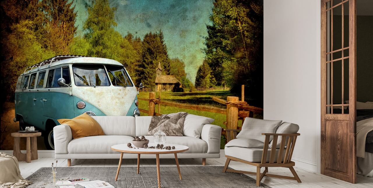 VW Camper Blue Wallpaper | Wallsauce US
