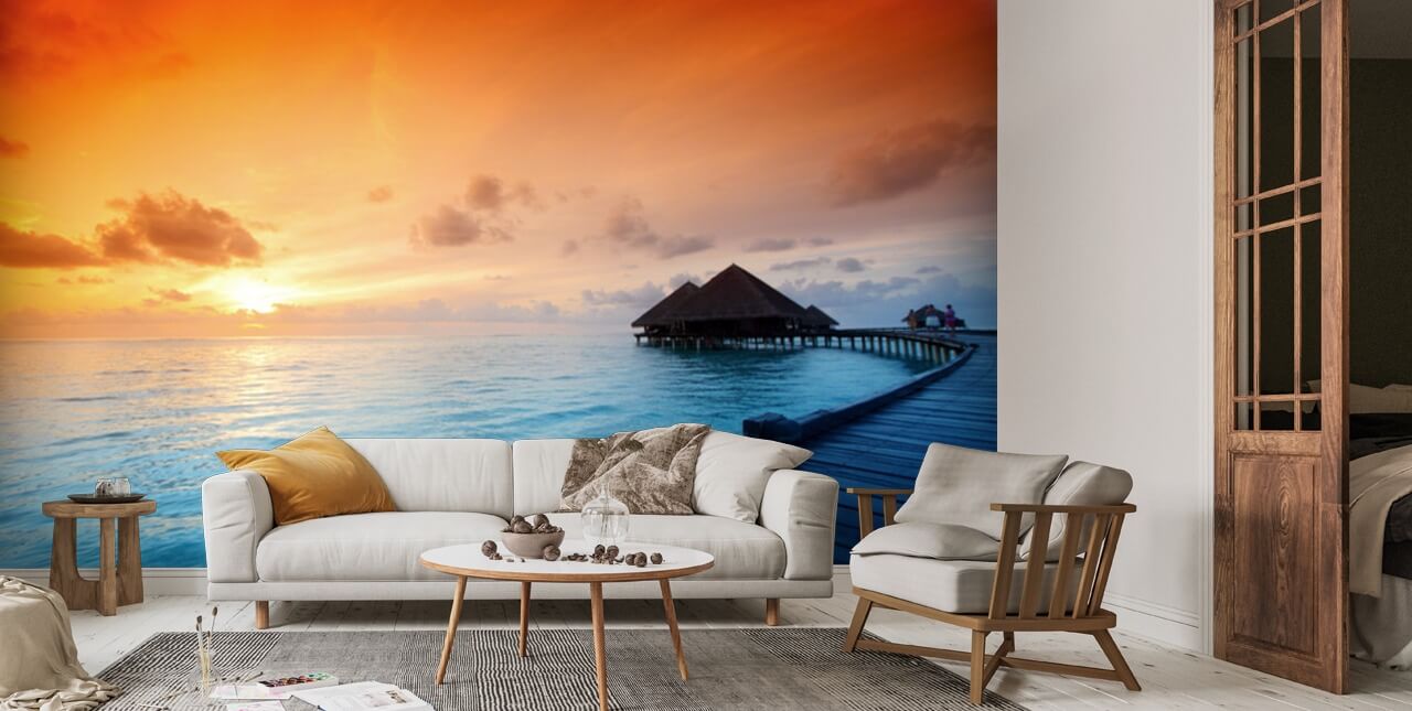 Maldives Sunrise Wallpaper Mural | Wallsauce UK