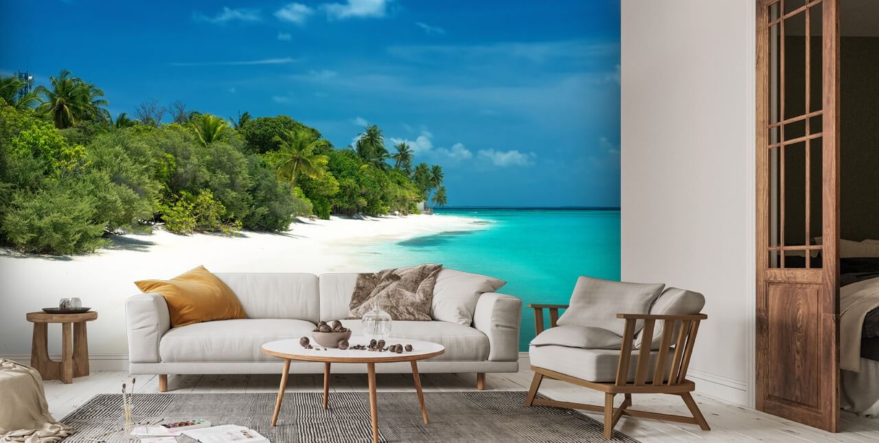 Prachtige Malediven Beach Muurschildering | Wallsauce NL