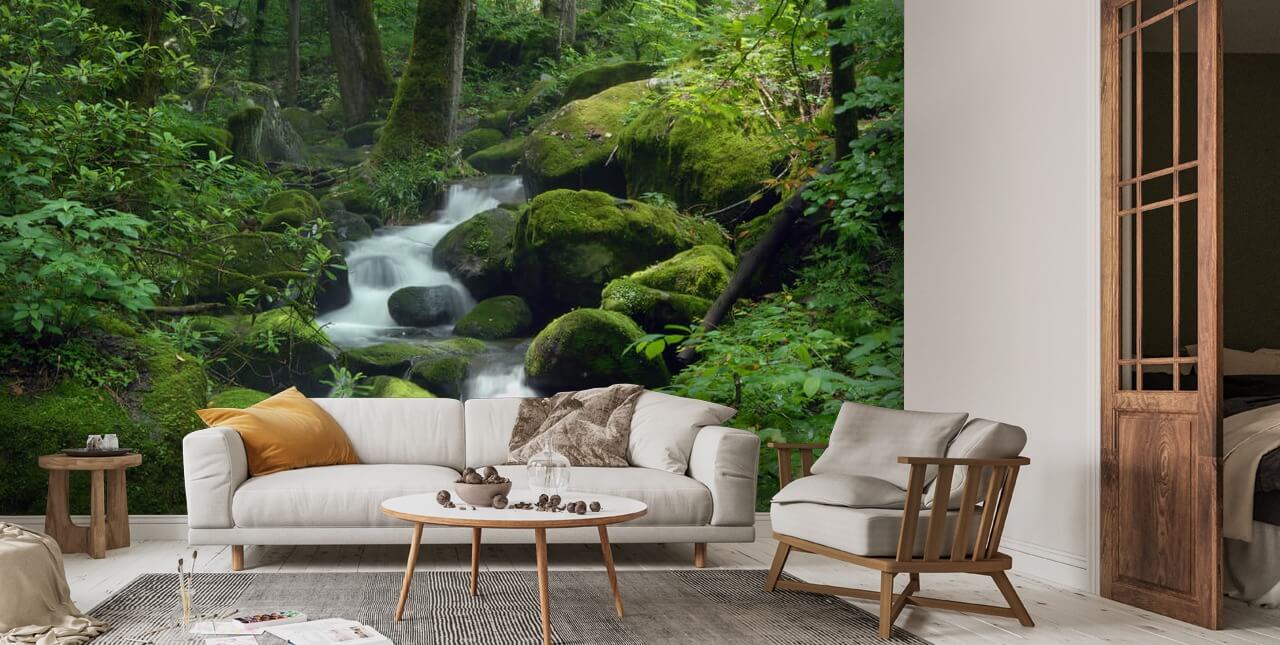 Mossy Waterfall Wallpaper | Wallsauce US