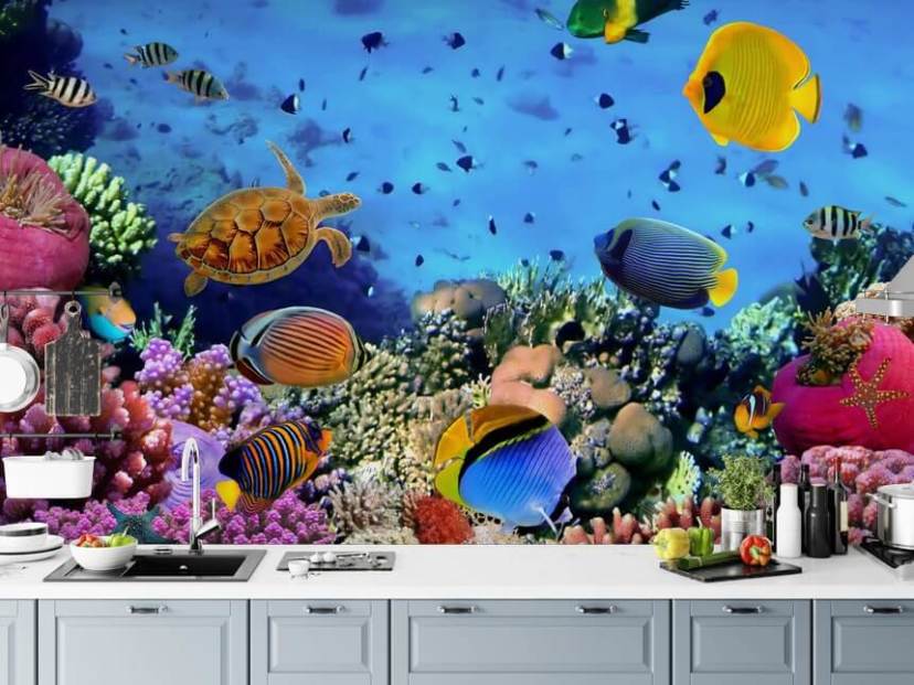 Sea Fish Wallpaper Photo 3D Ceiling Stickers Deep Sea Fish Dolphin