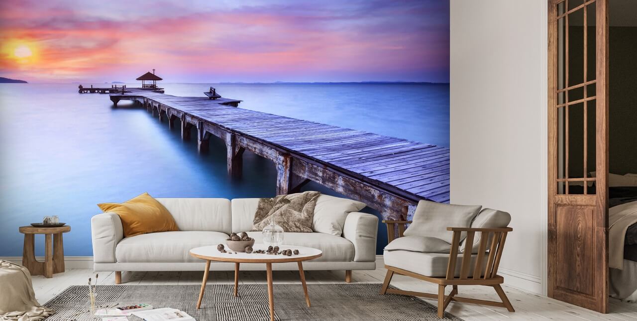 Jetty Sunrise Wallpaper | Wallsauce UK