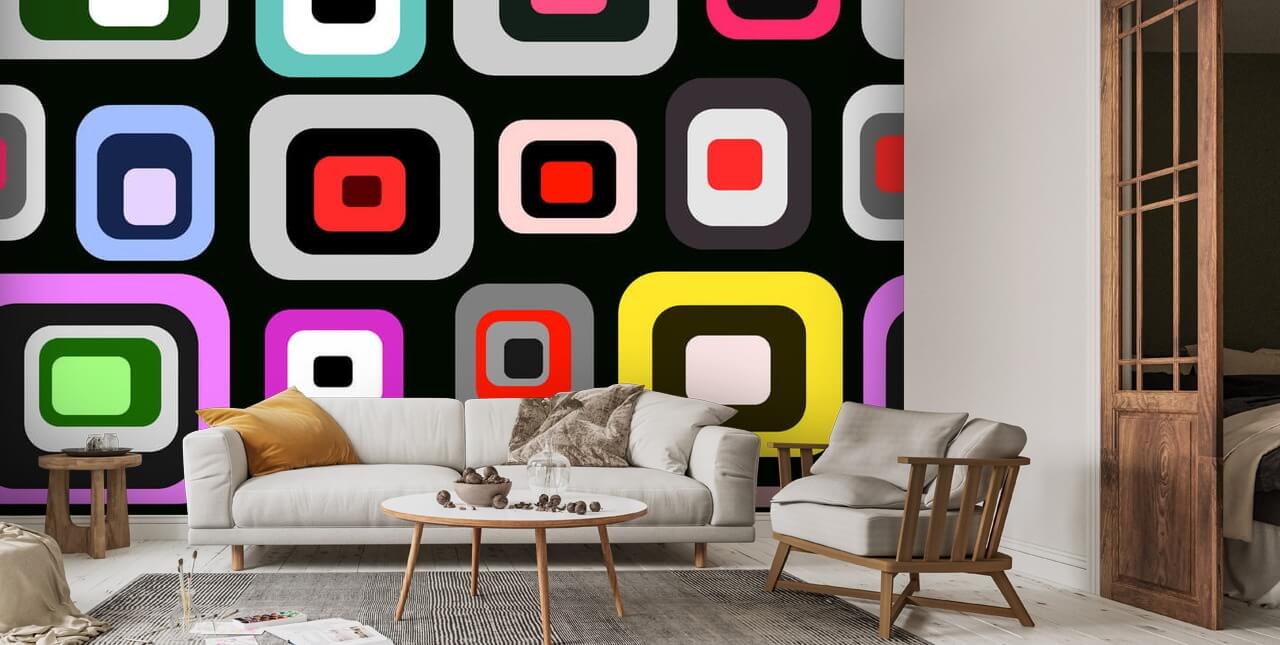 Retro Squares Pattern Wallpaper | Wallsauce US