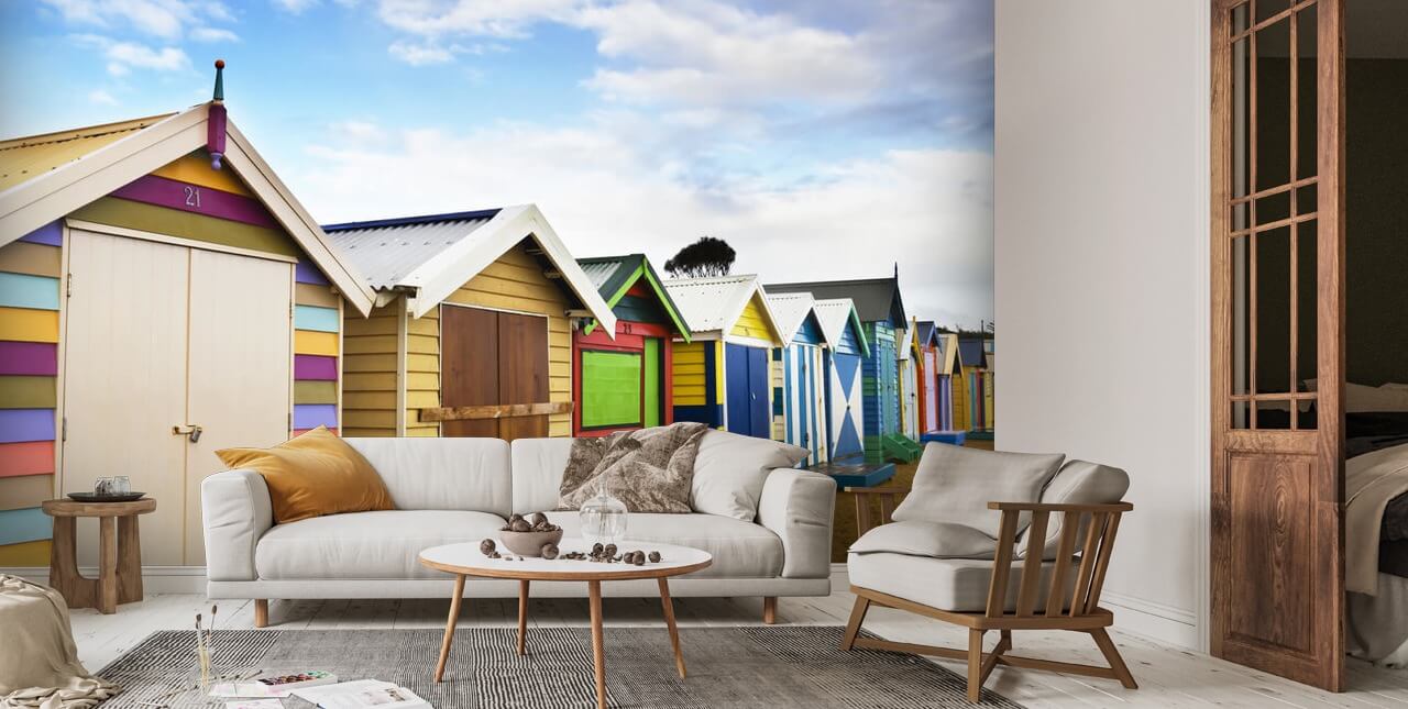 Brighton Bathing Boxes Wallpaper | Wallsauce US