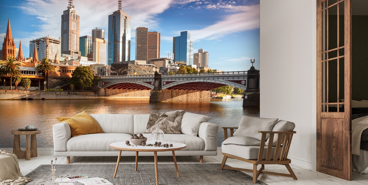 Melbourne Skyline Wall Mural | Wallsauce US
