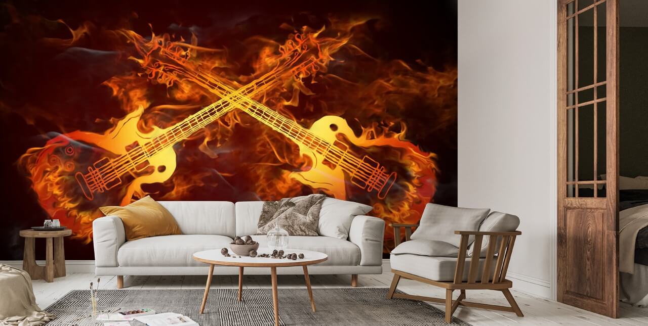 Guitars on Fire Wallpaper | Wallsauce US