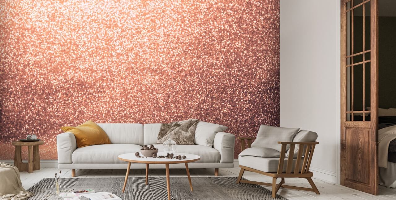 Roségold Glitter Glam Tapete | Wallsauce DE