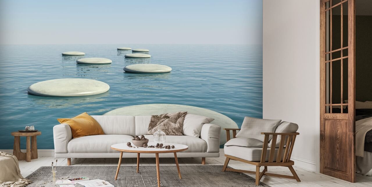 Zen Stepping Stones Wallpaper Mural | Wallsauce UK