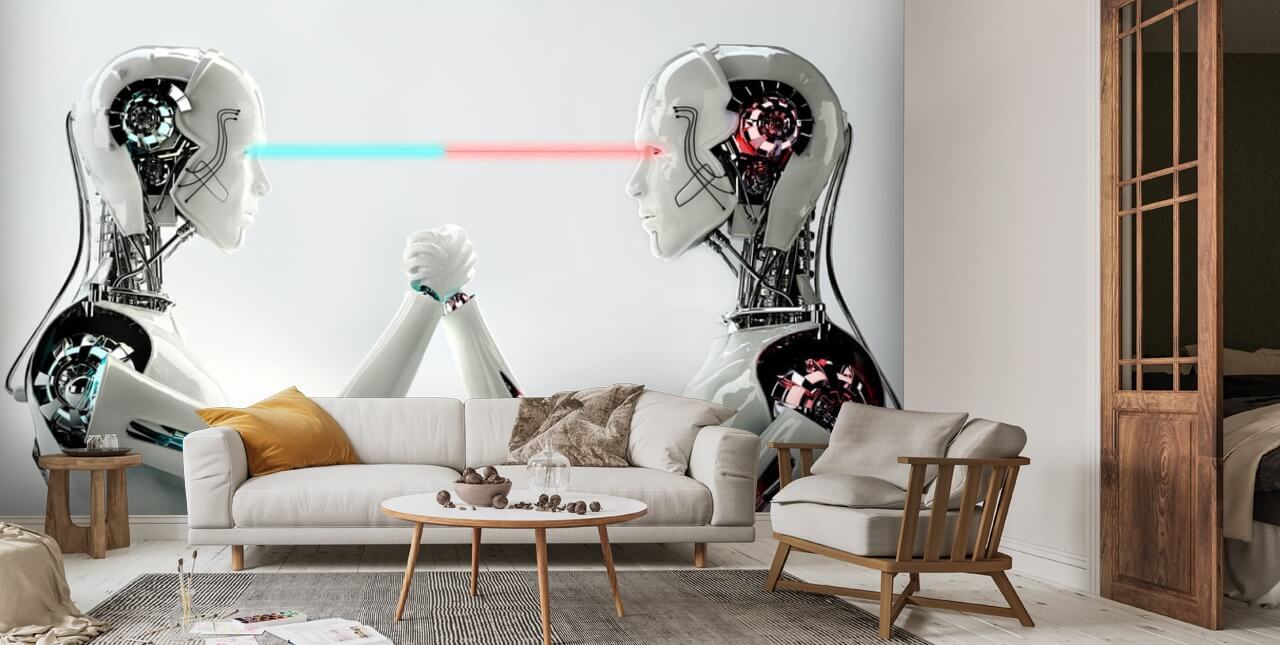Robot Men in Competition Wall Mural | Wallsauce NZ