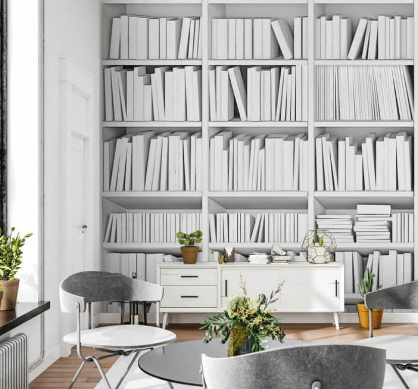 Bookcase Wallpaper & Bookshelf Wall Murals | Wallsauce US