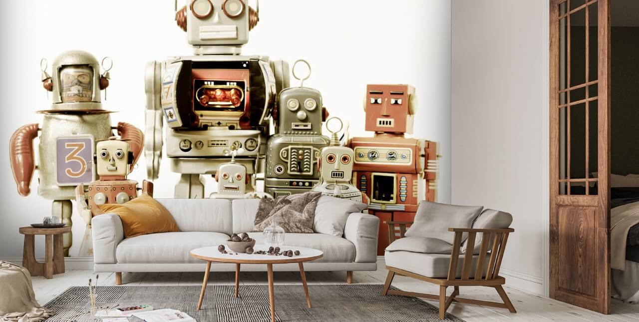 Retro Robots Wallpaper | Wallsauce US
