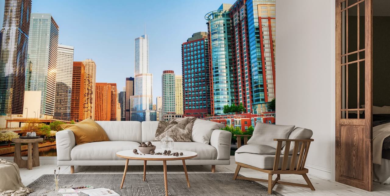Chicago Downtown Waterway Wall Mural | Wallsauce US
