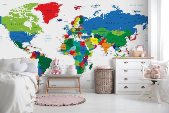 Kids Map Wallpaper & Childrens Map Wall Murals | Wallsauce UK