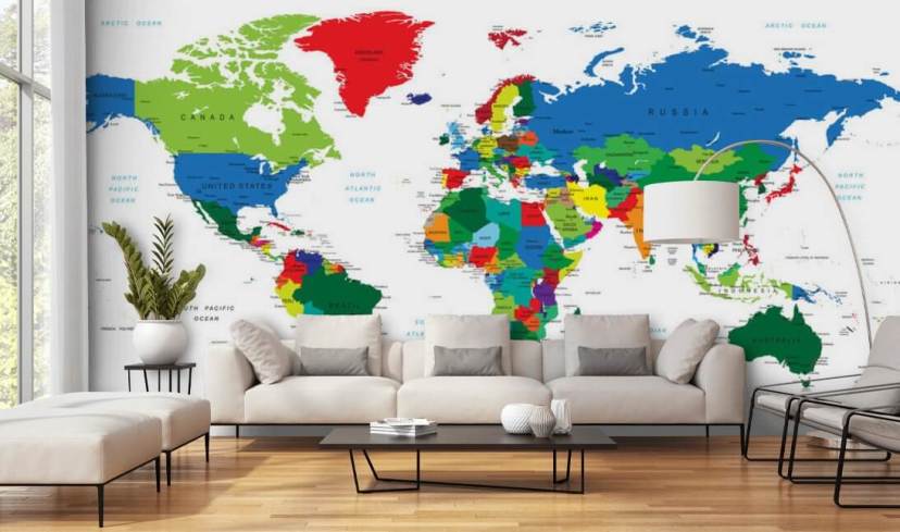 World Map Wallpaper & Wall Murals | Wallsauce UK