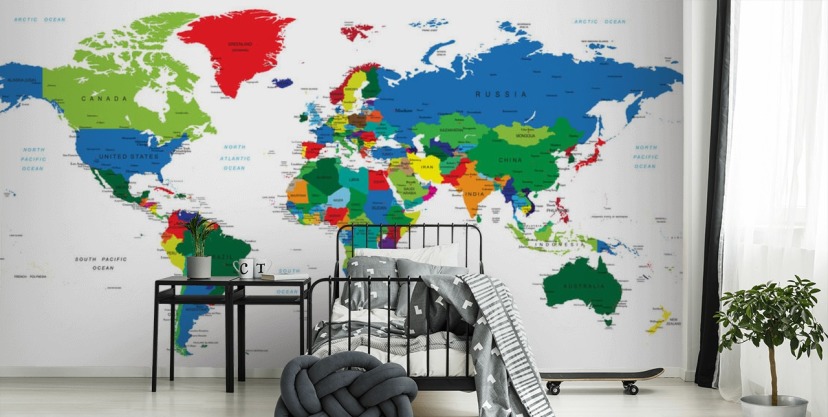 Kids Map Wallpaper & Childrens Map Wall Murals | Wallsauce UK